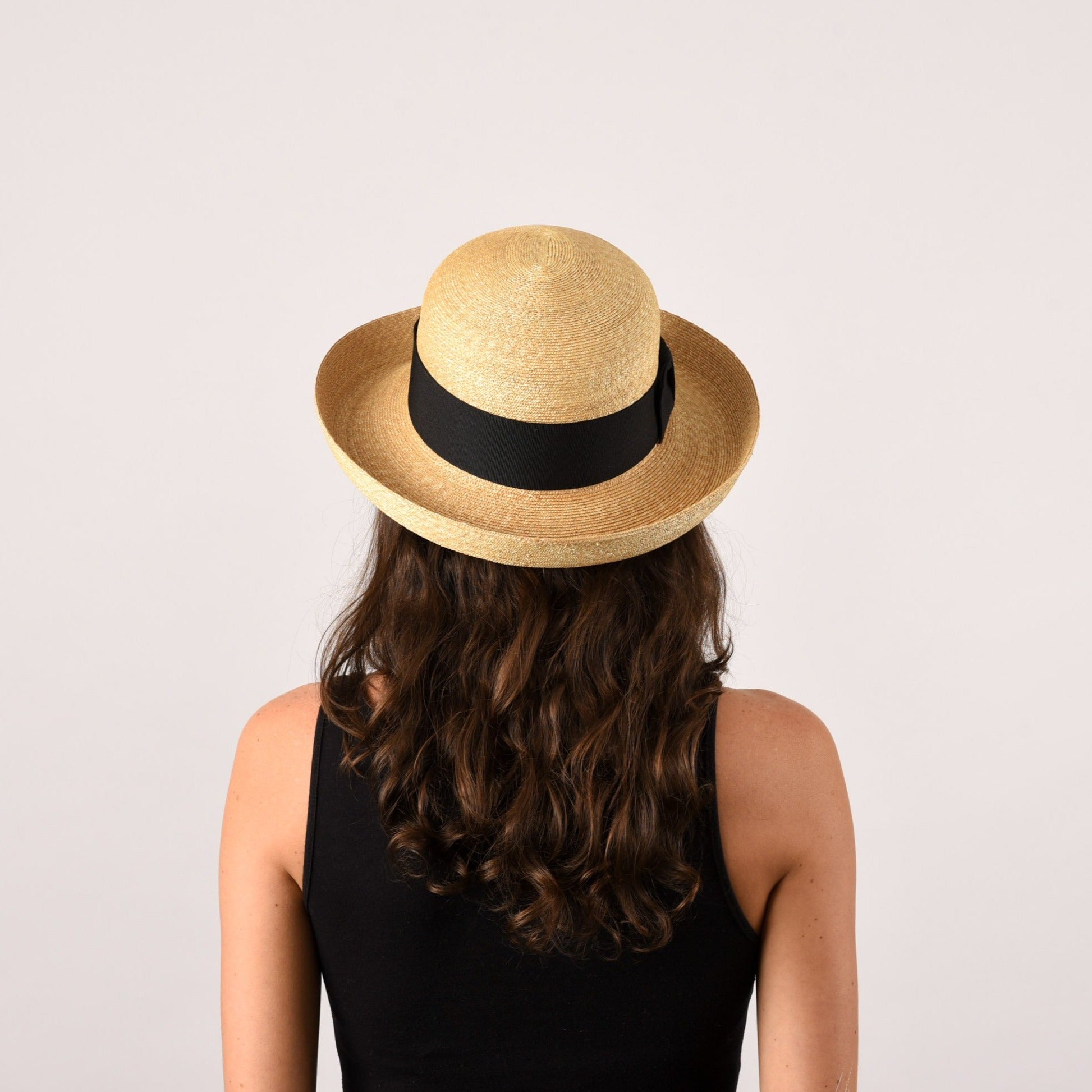 Women's Small Upturned Brim Straw Hat with Ribbon - Peter Beaton