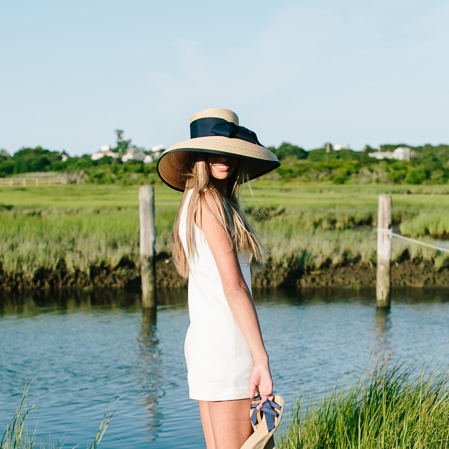 Tall Crown Wide Brim Leghorn Straw Hat - Peter Beaton